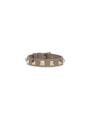 Valentino Garavani Studded Leather Bracelet Grey