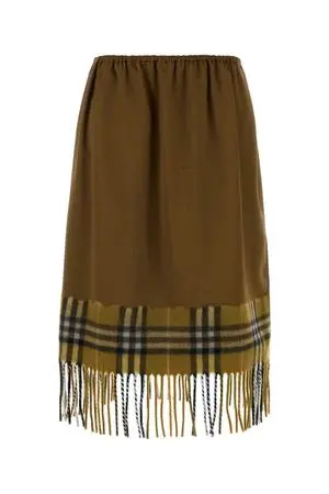 Burberry Check Pattern Pleated Skirt - Brown