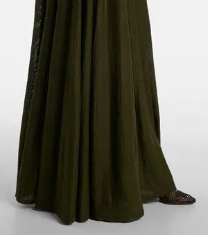Alaïa Linen-blend Bustier Maxi Dress - Green