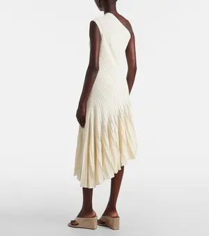 Alaïa Asymmetric Pleated Crêpe Midi Dress