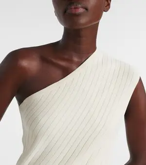 Alaïa Asymmetric Pleated Crêpe Midi Dress