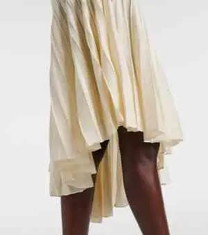 Alaïa Asymmetric Pleated Crêpe Midi Dress