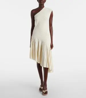Alaïa Asymmetric Pleated Crêpe Midi Dress