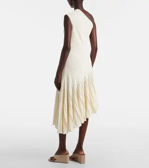 Alaïa Asymmetric Pleated Crêpe Midi Dress
