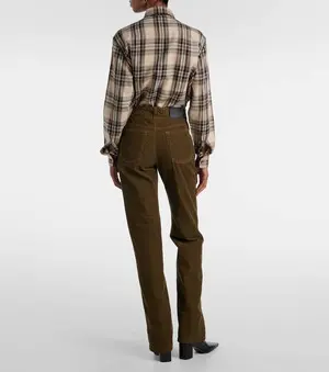 Saint Laurent Clyde Corduroy Straight Pants - Green