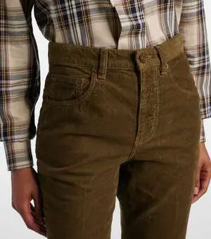 Saint Laurent Clyde Corduroy Straight Pants - Green