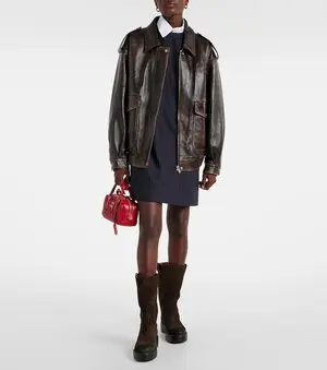 Miu Miu Logo Suede Ankle Boots - Brown