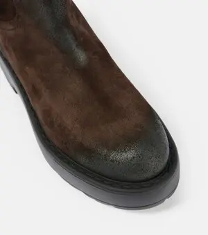 Miu Miu Logo Suede Ankle Boots - Brown