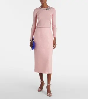 Carolina Herrera Pencil Tweed Skirt - Pink