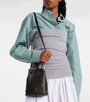 Miu Miu Logo Leather Bucket Bag