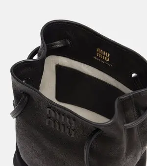 Miu Miu Logo Leather Bucket Bag