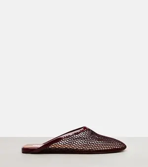 Alaïa Fishnet Mules - Burgundy