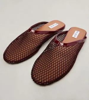 Alaïa Fishnet Mules - Burgundy