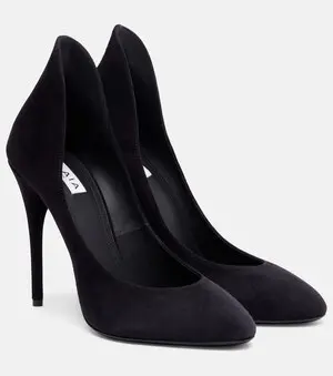 Alaïa Decolette 110 Suede Pumps - Black
