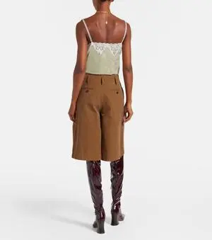 Chloé High-rise Cotton Canvas Bermuda Shorts