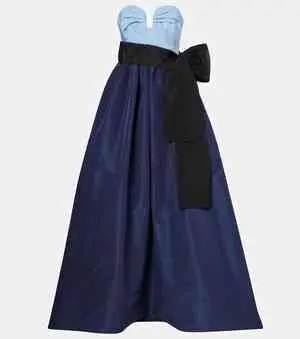 Carolina Herrera Belted Silk Bustier Gown