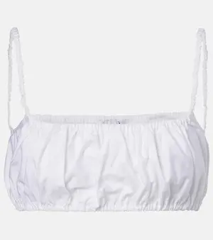 Alaïa Ruched Cotton Bra Top - White