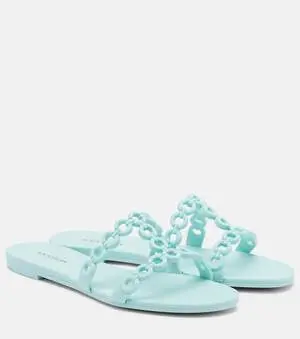AQUAZZURA Infinity Chain Jelly Slides - Blue