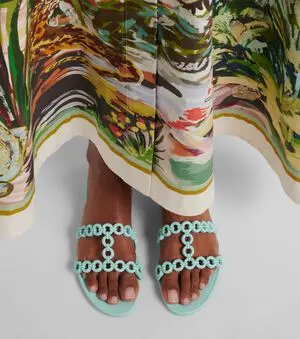 AQUAZZURA Infinity Chain Jelly Slides - Blue