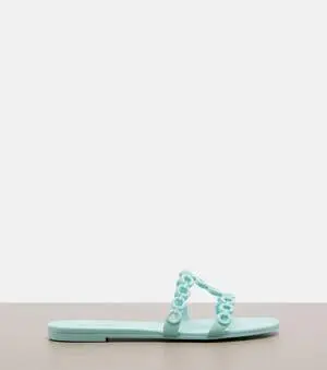 AQUAZZURA Infinity Chain Jelly Slides - Blue