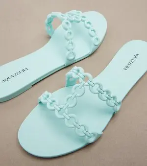 AQUAZZURA Infinity Chain Jelly Slides - Blue