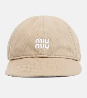 Miu Miu Logo Denim Baseball Cap Beige