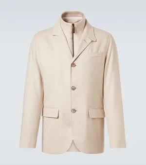Herno Layered Silk And Cashmere Blazer - Beige