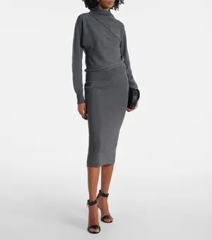 TOM FORD Cashmere And Cotton-blend Midi Skirt
