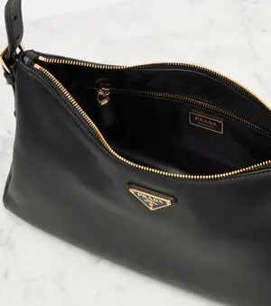 Prada Aimée Large Leather Shoulder Bag - Black