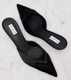 Alaïa Le Cœur 3d 55 Satin Mules - Black