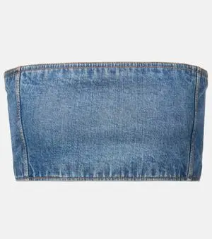 Alaïa Denim Crop Top - Blue