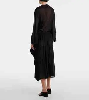 Alaïa Low-rise Georgette Wide-leg Pants - Black