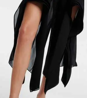 Alaïa Low-rise Georgette Wide-leg Pants - Black