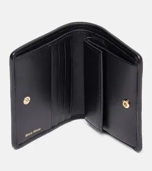 Miu Miu Logo Matelassé Leather Wallet - Black