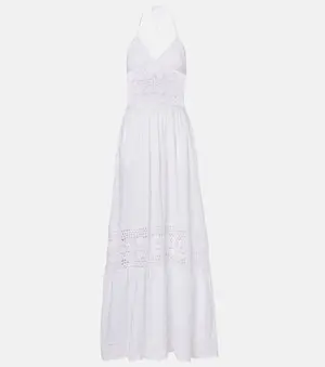 Anna Kosturova Filigree Crochet Halterneck Maxi Dress - White