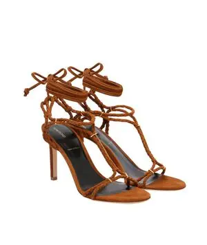 TOM FORD 85 Woven Suede Sandals - Brown