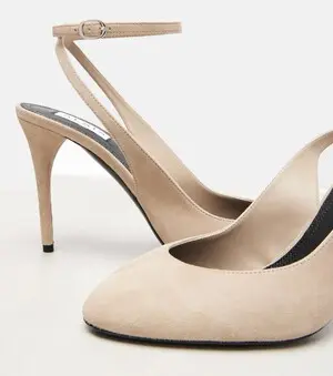Alaïa Decolette 90 Suede Pumps - Beige