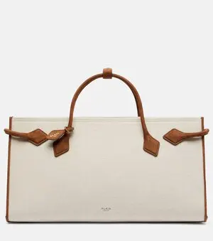 Alaïa Le Teckel Leather-trimmed Canvas Tote Bag - Beige