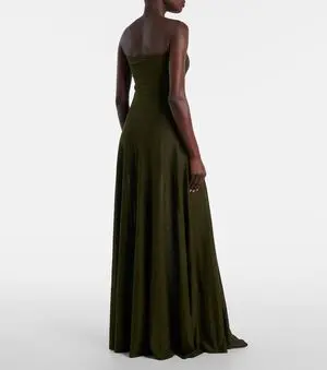 Alaïa Linen-blend Bustier Maxi Dress - Green