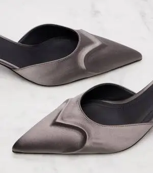 Alaïa Le Cœur 3d 55 Satin Mules - Grey