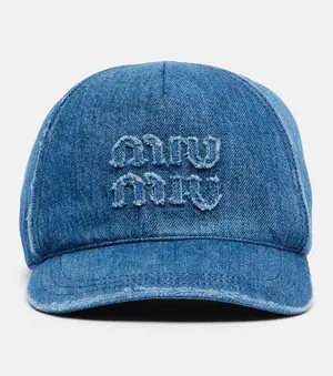 Miu Miu Logo Denim Baseball Cap - Blue