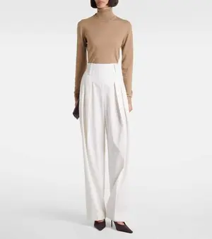 Victoria Beckham Wool-blend Wide-leg Trousers