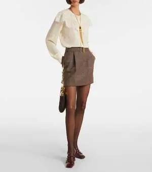 Chloé Checked Virgin Wool Mini Skirt