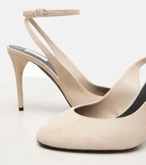 Alaïa Decolette 90 Suede Pumps - Beige