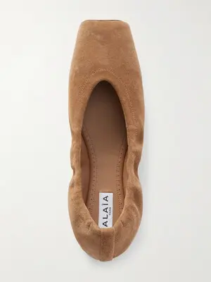 Alaïa Leather-trimmed Suede Ballet Flats - Brown