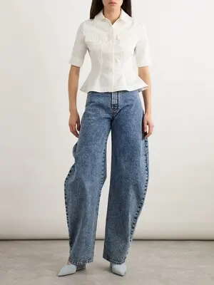 Alaïa Paneled Cotton-poplin Peplum Shirt