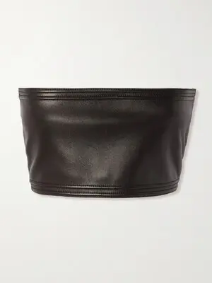 Alaïa Cropped Strapless Leather Top - Black