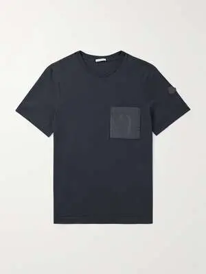 Moncler Moncler - Logo-Appliquéd Shell-Trimmed Cotton And Cashmere-Blend Jersey T-Shirt - Men - Blue - M Navy