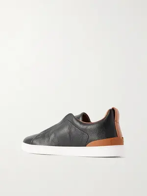 Zegna Triple Stitch™ Deerskin Slip-on Sneakers - Black