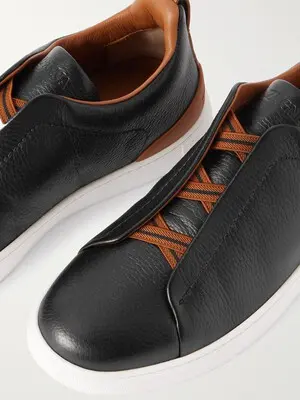 Zegna Triple Stitch™ Deerskin Slip-on Sneakers - Black